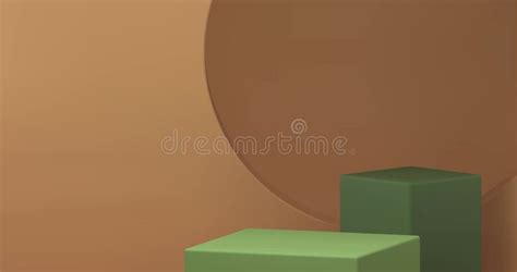 3d Pedestal Level Stage Empty Showcase Green Geometric Square Rectangle