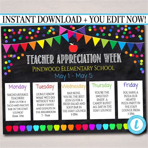 Teacher Appreciation Week Printable