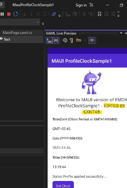 GitHub ZebraDevs MauiProfileClockSample