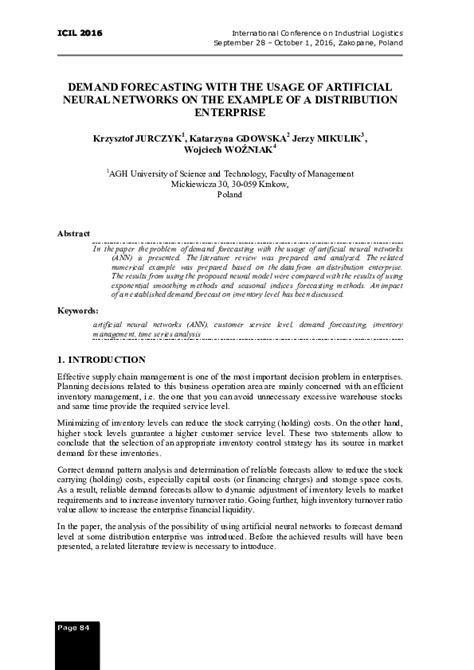 pdf demand forecasting with the usage of artificial neural networks