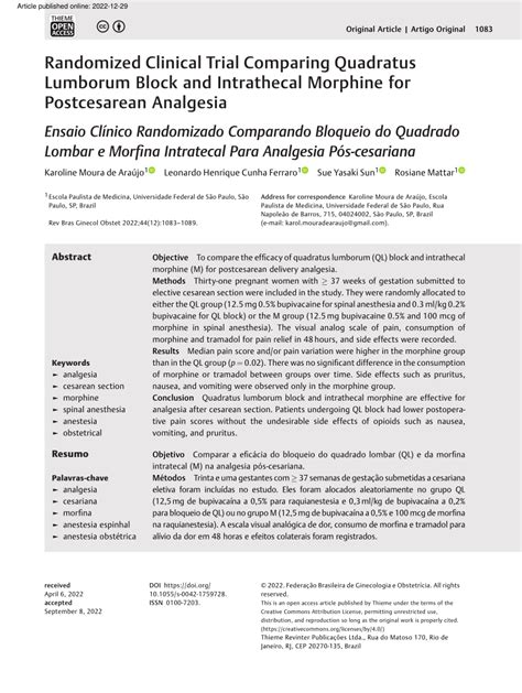 Pdf Randomized Clinical Trial Comparing Quadratus Lumborum Block And