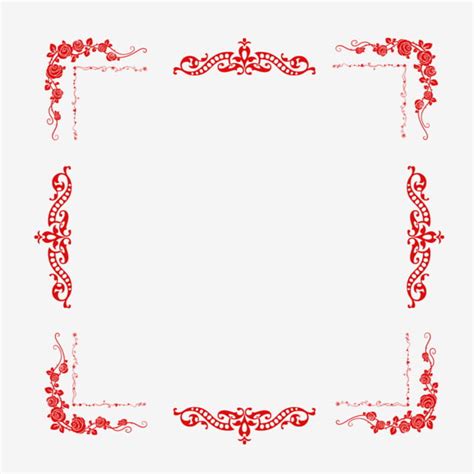 Traditional Borders White Transparent Red Border Traditional Border Simple Design Pattern