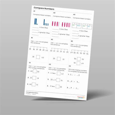 Year 2 Compare Numbers Fluency Matrix Resource Classroom Secrets