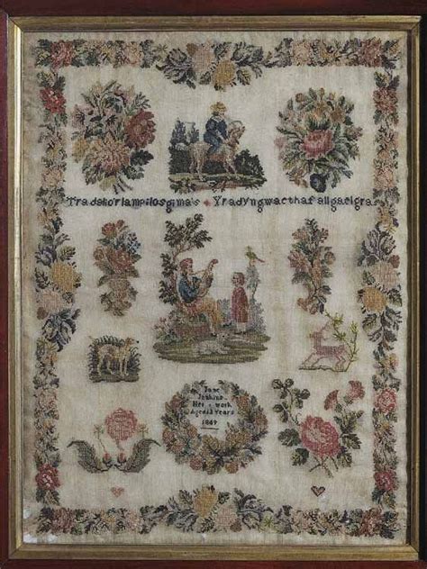 A 19th Century English Sampler Dated 1849 ~ Biedermeier Motifs ...