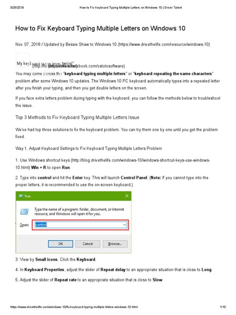 How To Fix Keyboard Typing Multiple Letters On Windows 10 Driver
