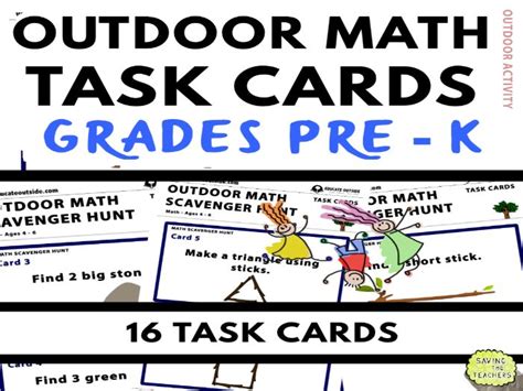 Outdoor Math Task Cards Ages 4 6 Teaching Resources