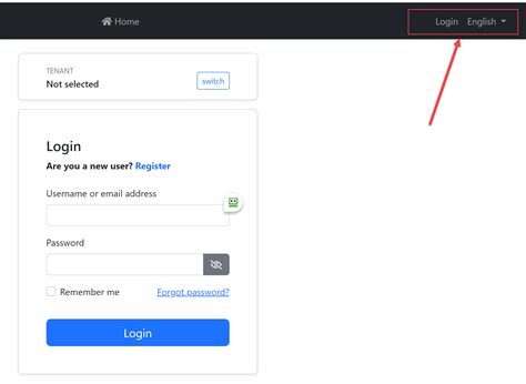 Login Button And Language Dropdown Top Right Of The Page Swap
