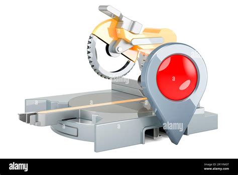 Table Circular Saw With Map Pointer 3d Rendering Isolated On White