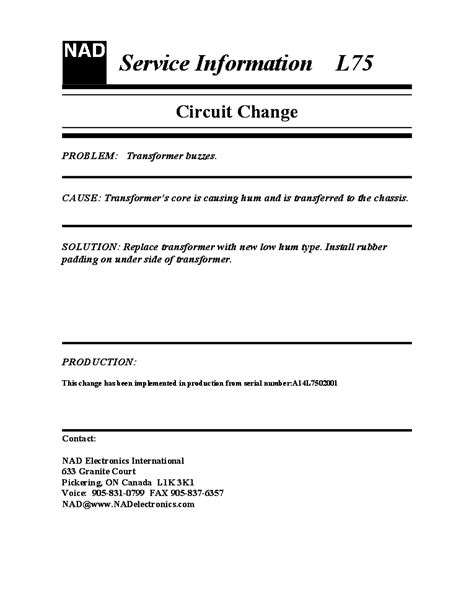 Nad L75 Transformer Buzz Service Manual Download Schematics Eeprom