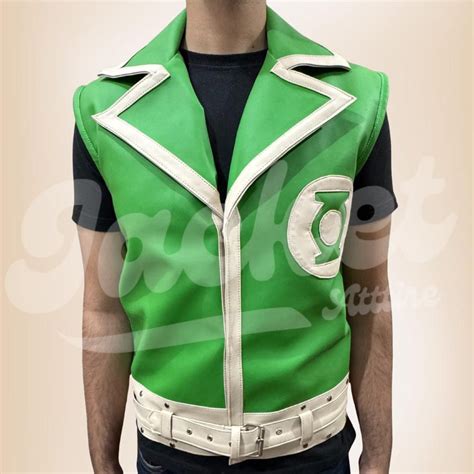 Green Lantern Vest Guy Gardner Green Lantern Leather Vest Superhero Halloween Cosplay