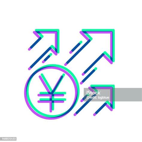 Augmentation Du Yen Icône Avec Superposition De Deux Couleurs Sur Fond