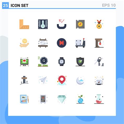 Universal Icon Symbols Group Of 25 Modern Flat Colors Of Hand Winner Phone Medal Processor Chip