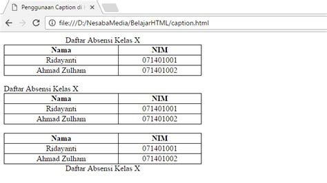 Kenali Penggunaan Tag Col Colgroup Dan Caption Di HTML