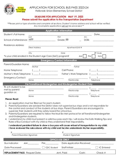 Fillable Online 23 24 Bus Pass Application English Fax Email Print