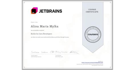 Alina Myłka On Linkedin Completion Certificate For Kotlin For Java