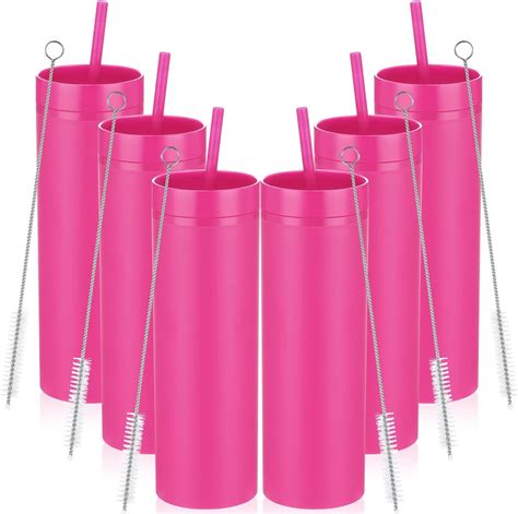 Tioncy 6 Pcs Skinny Tumblers With Lids And Straws 16oz