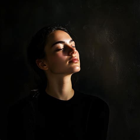 Premium Photo Portrait Of A Beautiful Young Woman With Closed Eyes On
