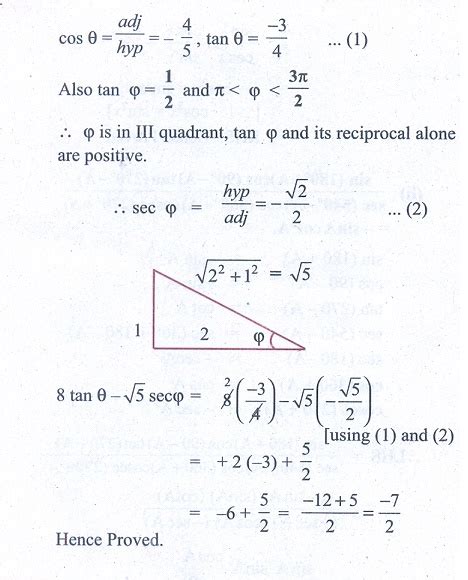 Exercise 4 1 Trigonometric Ratios Problem Questions With Answer
