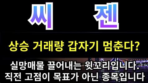 씨젠 상승거래량이 갑자기 멈추고 방치형 실망매물 이끌어내는 윗꼬리입니다 직전고점이 목표가 아닌종목입니다 Youtube