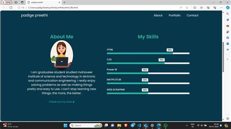 Preethi Padige On Linkedin Task 58 Prepare Portfolio Webpage Using