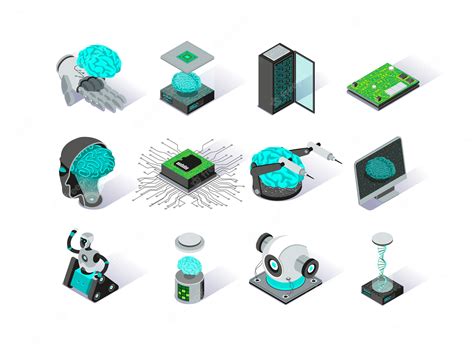 Premium Vector Artificial Intelligence Isometric Icons Set