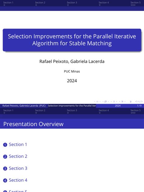 Selection Improvements For The Parallel Iterative Algorithm For Stable Matching Pdf