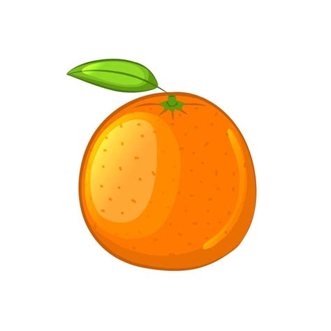 Naranja Con Hoja Icono De Dibujos Animados Objeto Aislado En Un Fondo