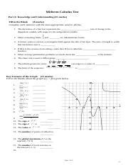 Midterm Calc Questions 1 Docx Midterm Calculus Test Part A Knowledge And Understanding 45