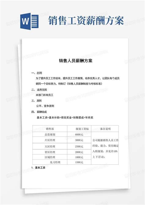 销售人员薪酬方案word模板下载编号ladrzodq熊猫办公