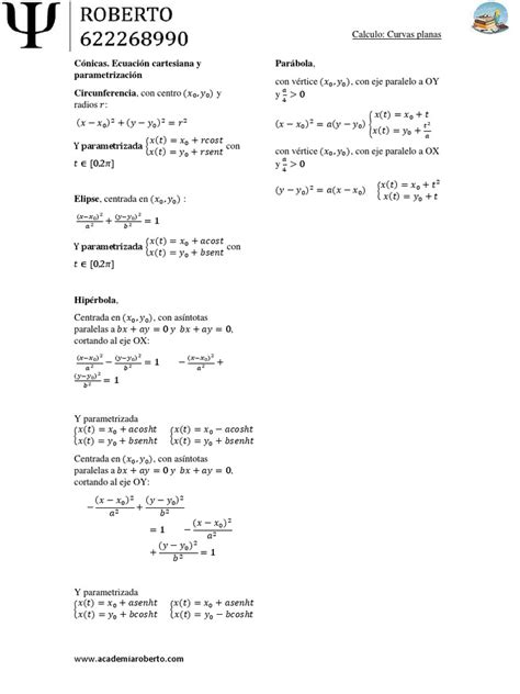 Cáculo Curvas Parametrizadas Pdf Curva Matemática Elemental