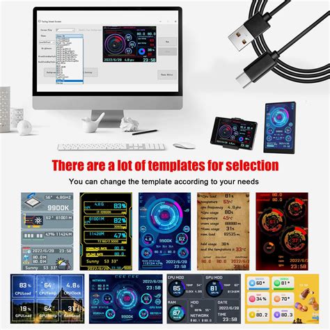 Goshyda Computer Temp Monitor 3 5in Ips Usb Mini Screen Pc Sensor Panel Display Temperature