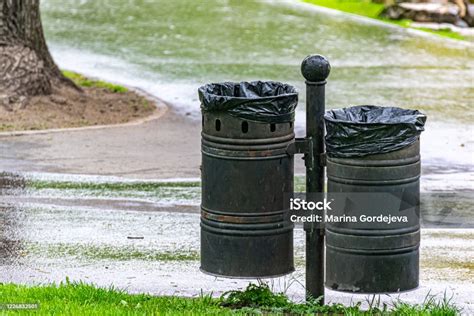 Tempat Sampah Di Taman Umum Tempat Sampah Di Taman Kota Di Sepanjang