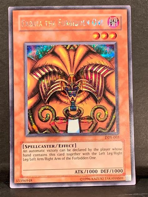 Exodia The Forbidden One DDS Secret Rare Yugioh Near Mint Values MAVIN