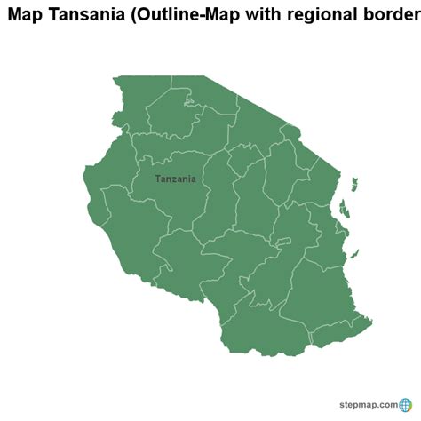 StepMap Map Tansania Outline Map With Regional Borders Landkarte