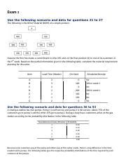 Exam 3 Scenarios Docx Exam 3 Use The Following Scenario And Data For