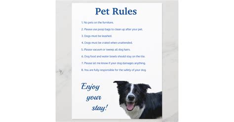 Airbnb Vrbo Pet Rules Sign Template Home Flyer Zazzle