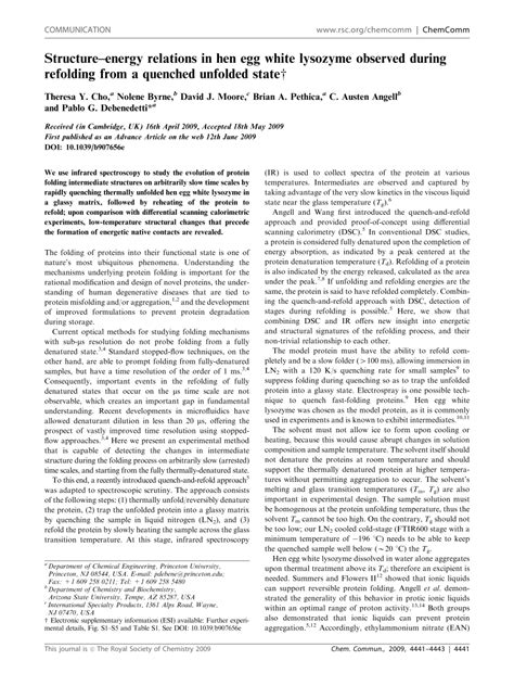 Pdf Structure Energy Relations In Hen Egg White Lysozyme Observed