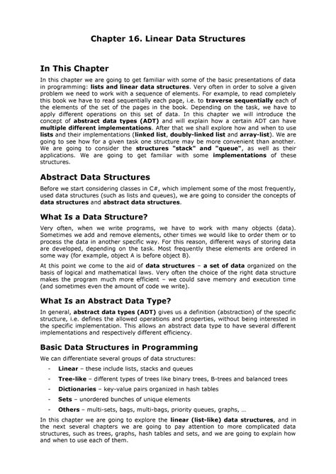 Ch16 Linear Data Structures Chapter 16 Linear Data Structures In This Chapter In This Chapter
