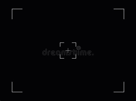 Vector Black Background With Simple Camera Recording Screen Viewfinder Vector Template Frame