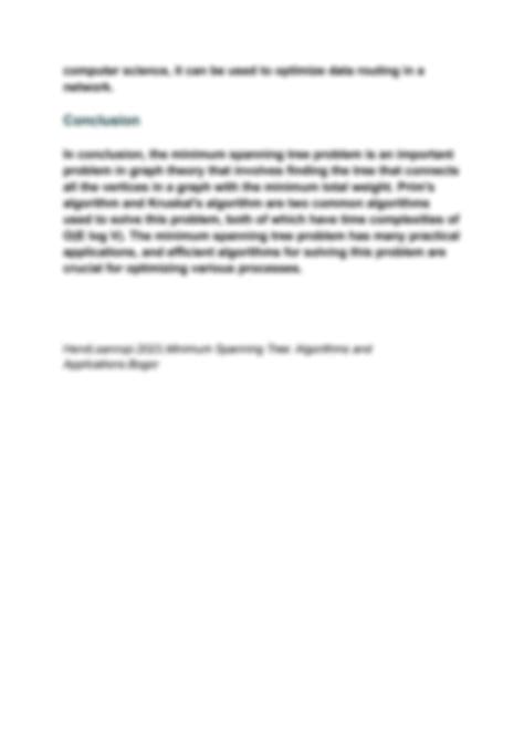 Solution Minimum Spanning Tree Algorithms And Applications Studypool