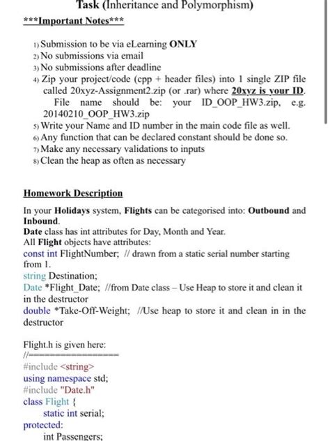 Solved Task Inheritance And Polymorphism Important Chegg
