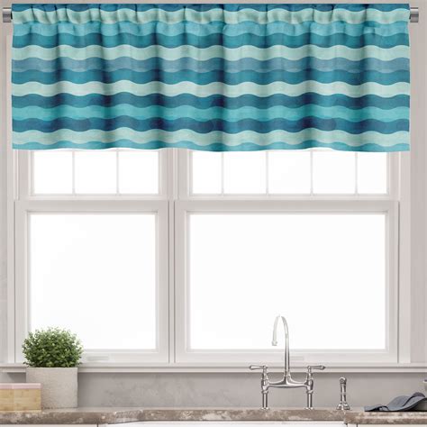 Ambesonne Abstract Window Valance Ocean Waves Aquatic 54 X 18