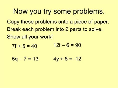 Solving 2 Step Variable Equations Ppt