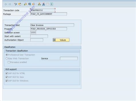 Foapproc Sap Tcode For Clear Invoices