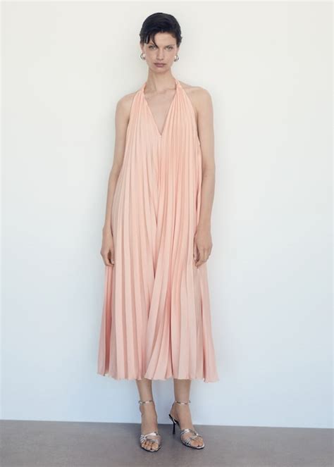 Pleated Long Dress Woman Mango Usa