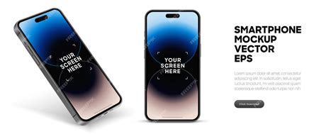 Premium Vector 3d High Quality Smartphone Mockup With Dynamic Island And Isolated Background