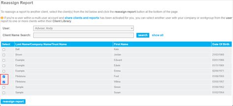 how to reassign a report to another client genovo