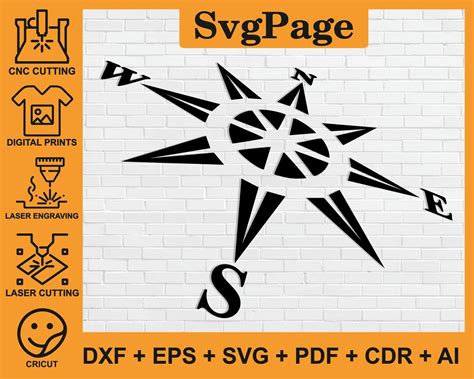 Compass Explore Adventure Laser Cut Svg Dxf Png Files Wall Art Sticker