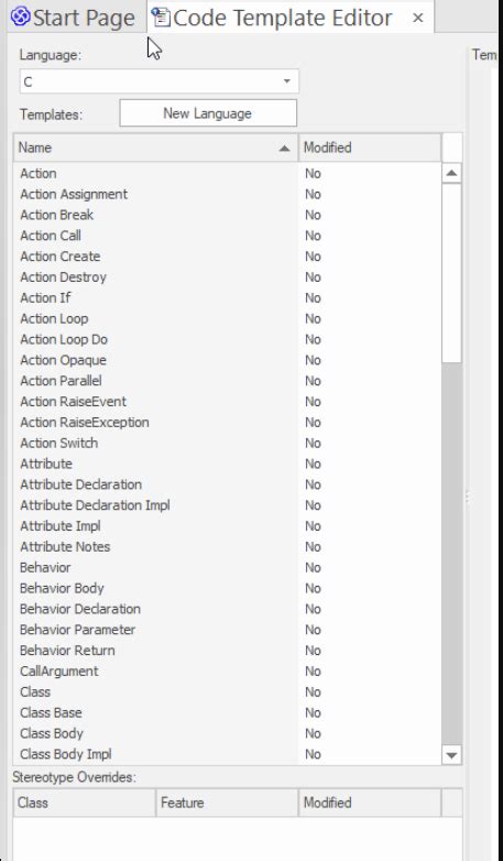 Configuration Missing Code Generation Templates And Language Option