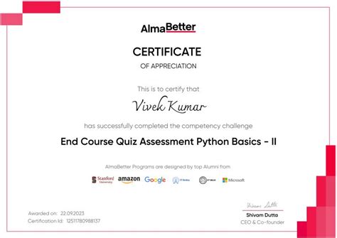 Vivek Kumar On Linkedin Pythonbasics Almabetter Certification